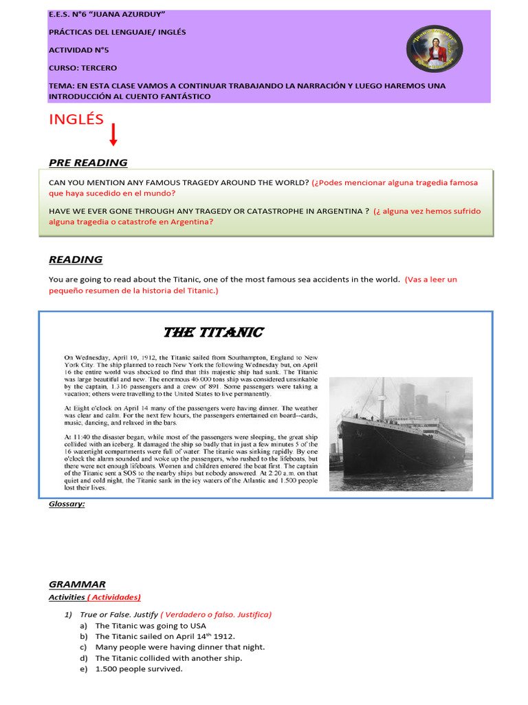 3° Inglés-Pract. Leng. Act. 5 | PDF | Fantasía | Escritura