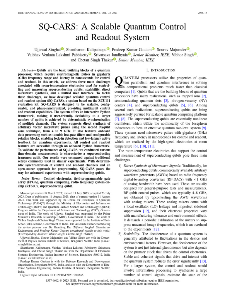 SQ-CARS A Scalable Quantum Control and Readout System | PDF | Field Programmable Gate Array ...