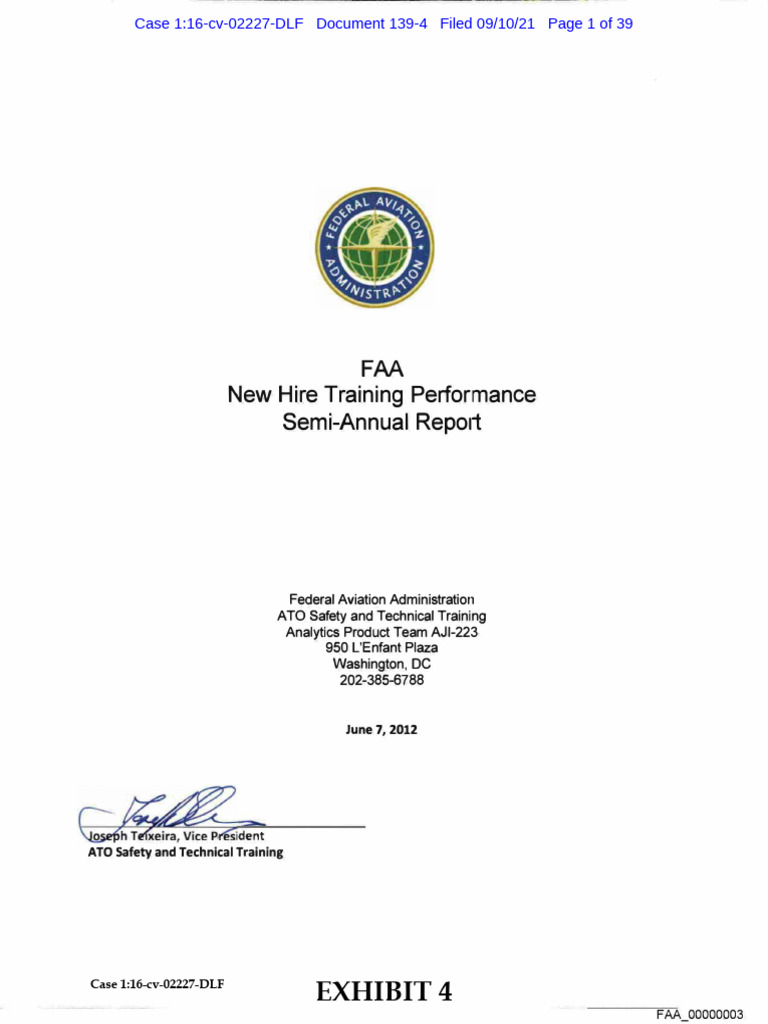 139-4 FAA New Hire Training Performance Semi-Annual Report | PDF | Air ...