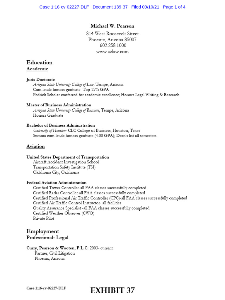 139-37 Michael W. Pearson Resume | PDF | Air Traffic Control | Federal Aviation Administration