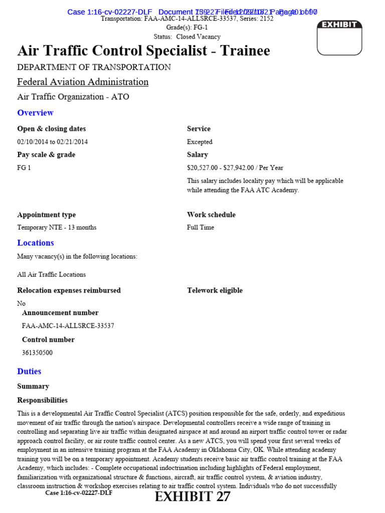 139-27 Air Traffic Control Specialist - Trainee | PDF | Cost Of Living ...
