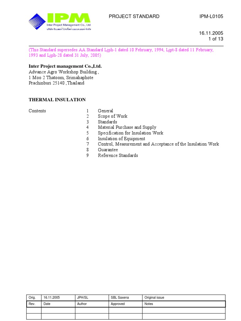 IPM-L0105 Thermal Insulation | PDF | Thermal Insulation | Pipe (Fluid ...