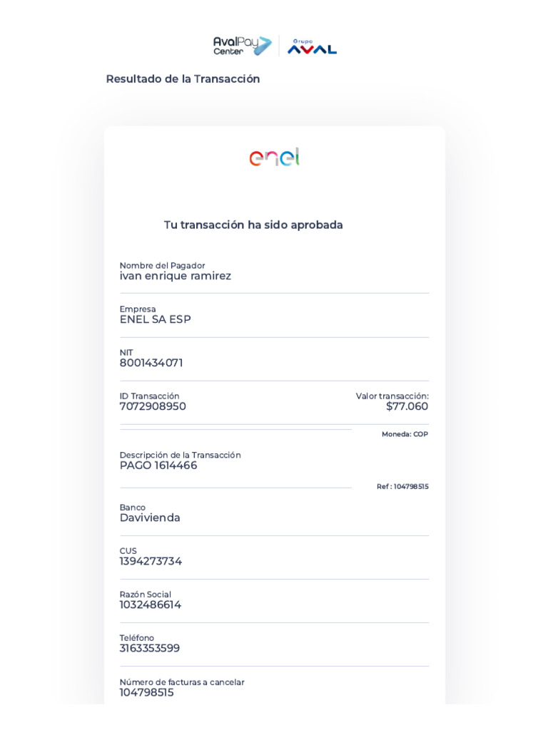 Pasarela de Pagos Aval - Resultado (3) | PDF