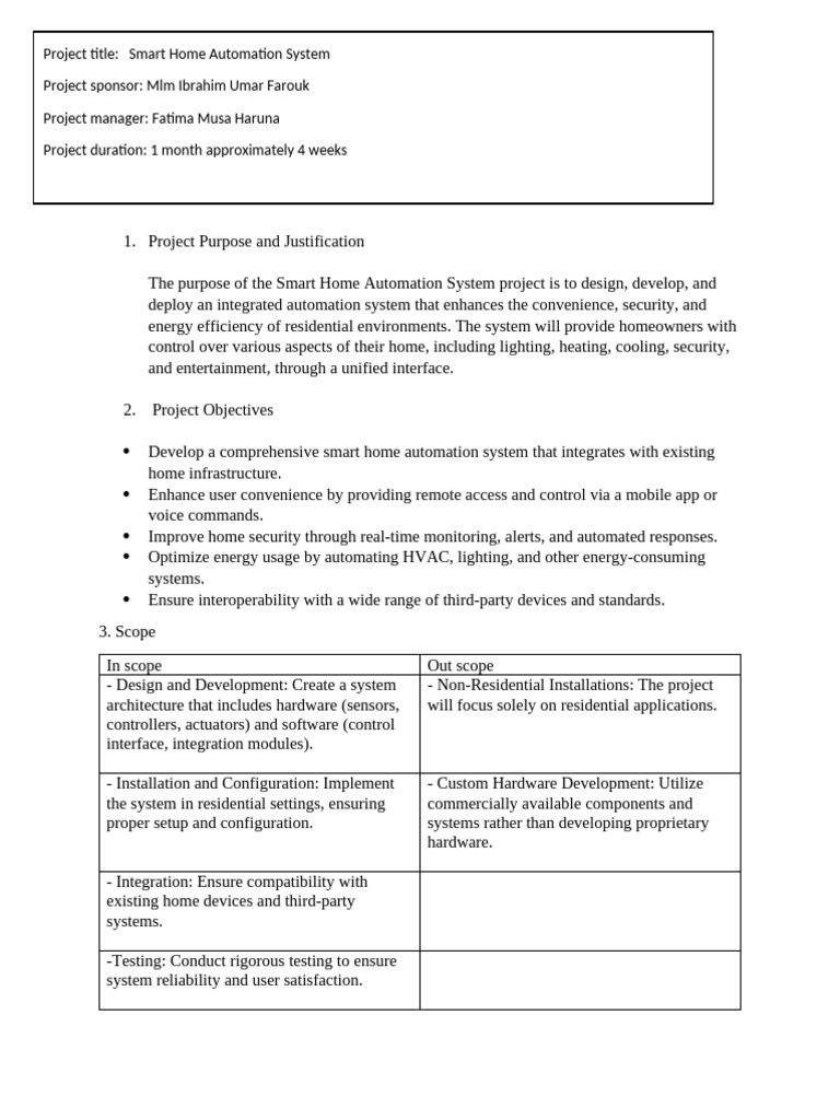 Project Charter | PDF | Home Automation | Automation