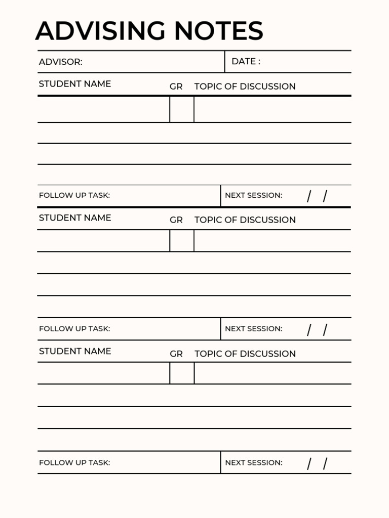 Advising Notes | PDF