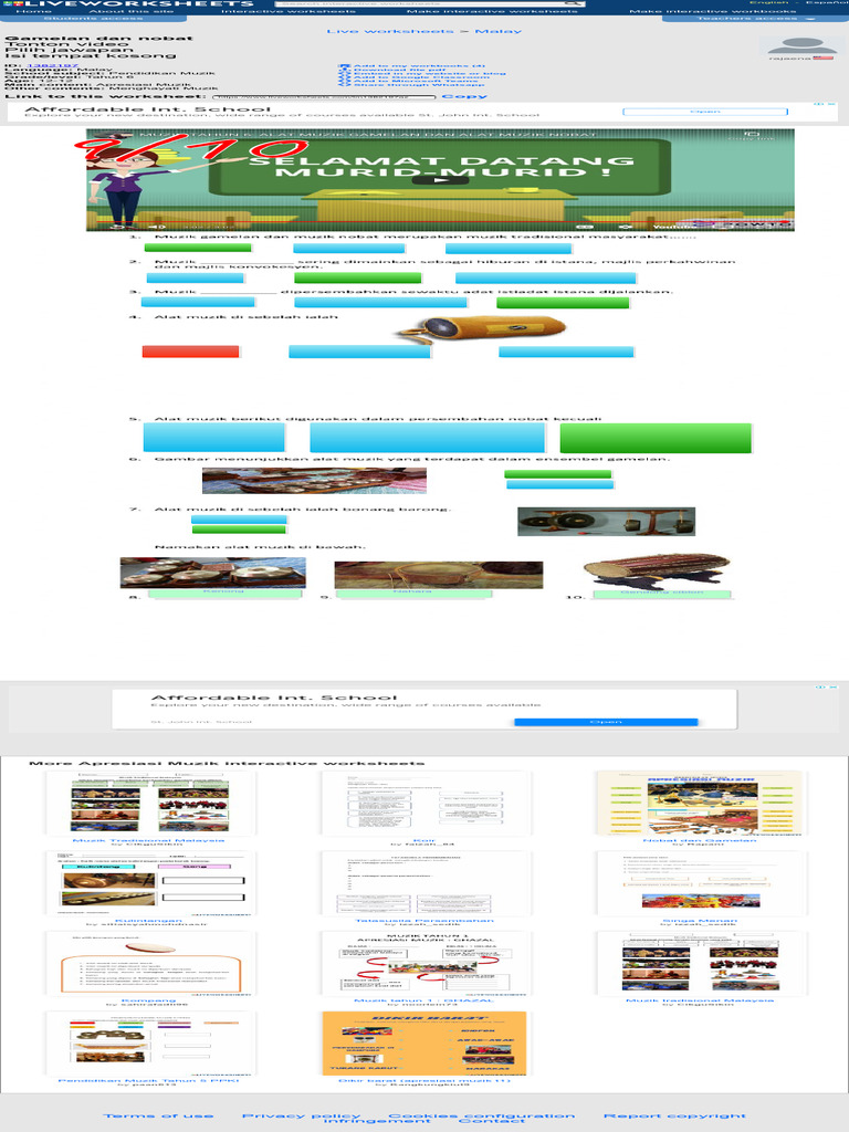 Gamelan Dan Nobat Worksheet | PDF