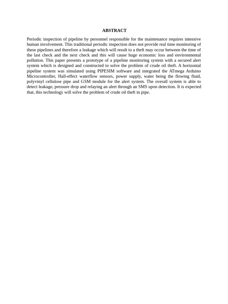 ABSTRACT PROJECT For Designing A Pipeline Monitoring Device As A ...