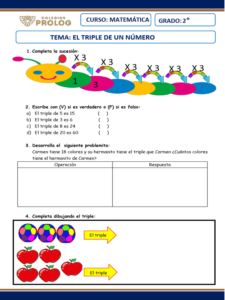 2° Ficha - El Triple - Matemática | PDF