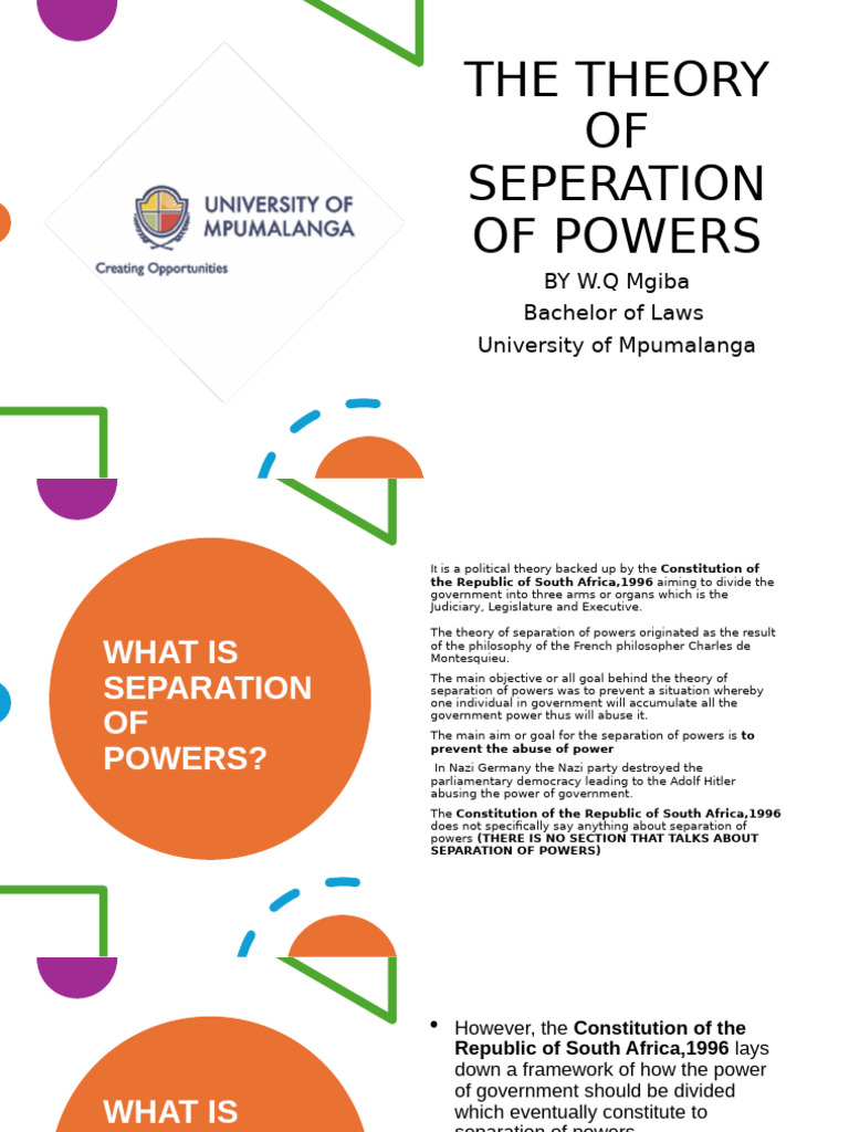 The Theory of Separation of Powers | PDF | Separation Of Powers ...