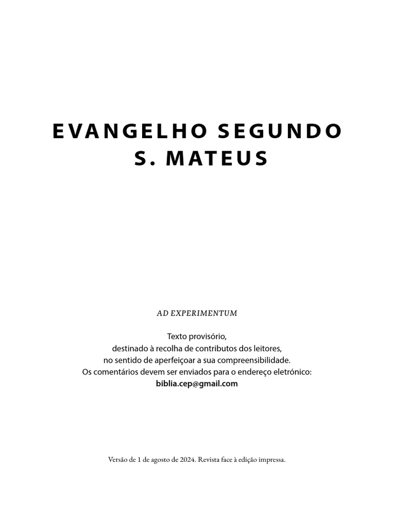 Evangelho segundo Mateus | PDF | Jesus | Evangelho de Mateus