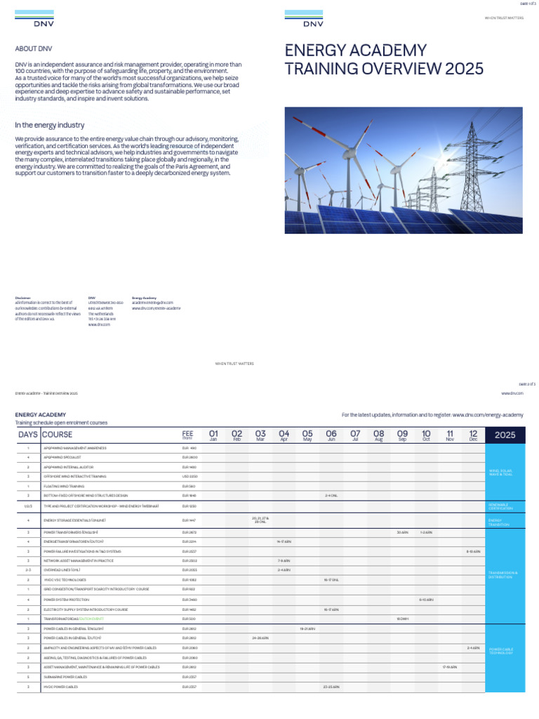 DNV Training Overview 2025 | PDF | Wind Power | Offshore Wind Power