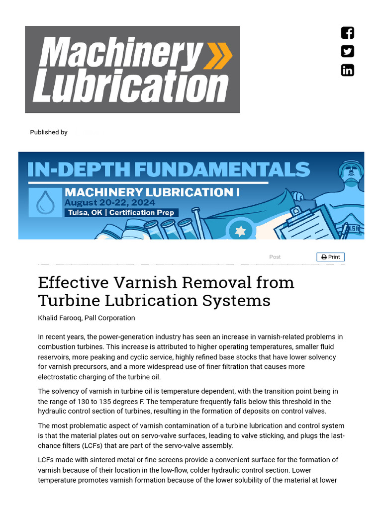 43.8.effective Varnish Removal From Turbine Lubrication Systems | PDF ...