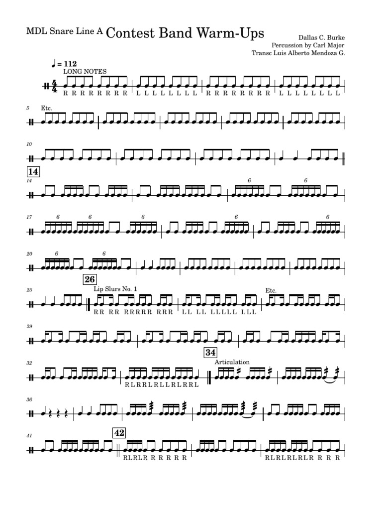 Contest Band Warm-Ups-MDL Snare Line A | PDF | Music Theory | Elements ...