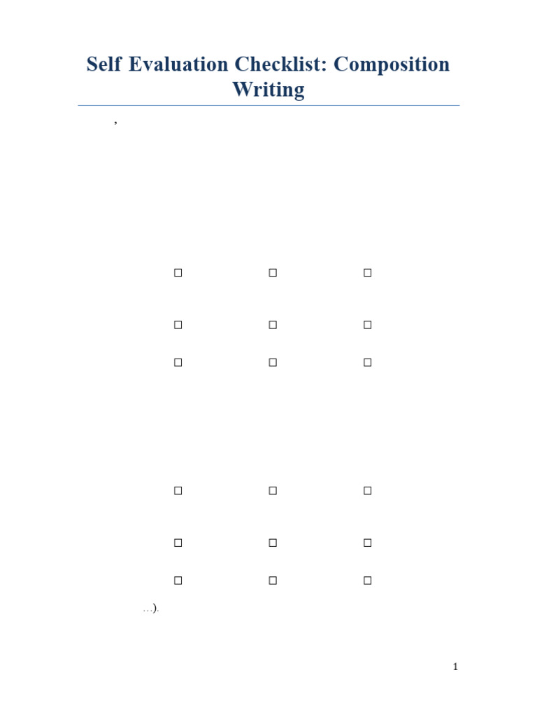 Composition Self-Evaluation Checklist | PDF | Verb | Linguistic Typology