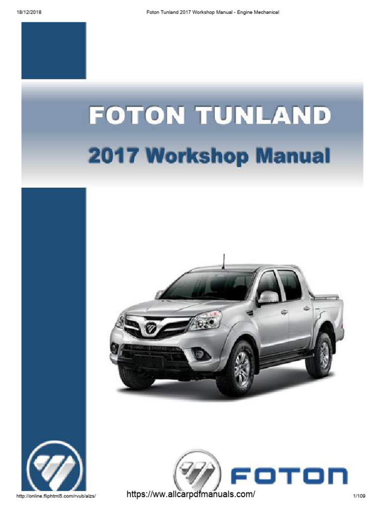 Foton Tunland Workshop Manual | PDF | Internal Combustion Engine | Vehicle Parts