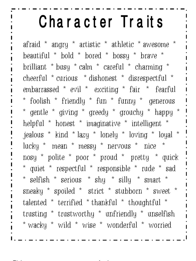 Character Traits Overview and Analysis | PDF