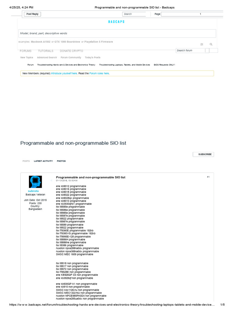 Programmable and Non-Programmable SIO List - Badcaps | PDF | Personal Computers | Consumer ...