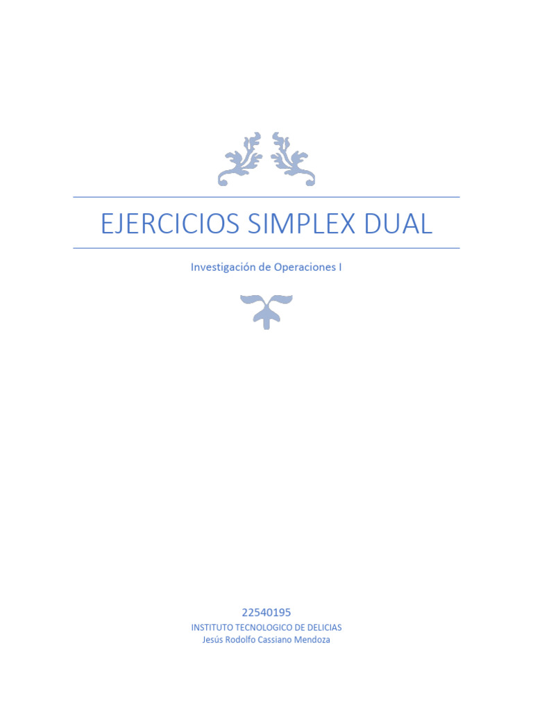 Ejercicios Simplex Dual | PDF