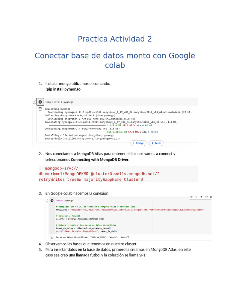 Conectar Base de Datos Monto Con Google Colab | PDF