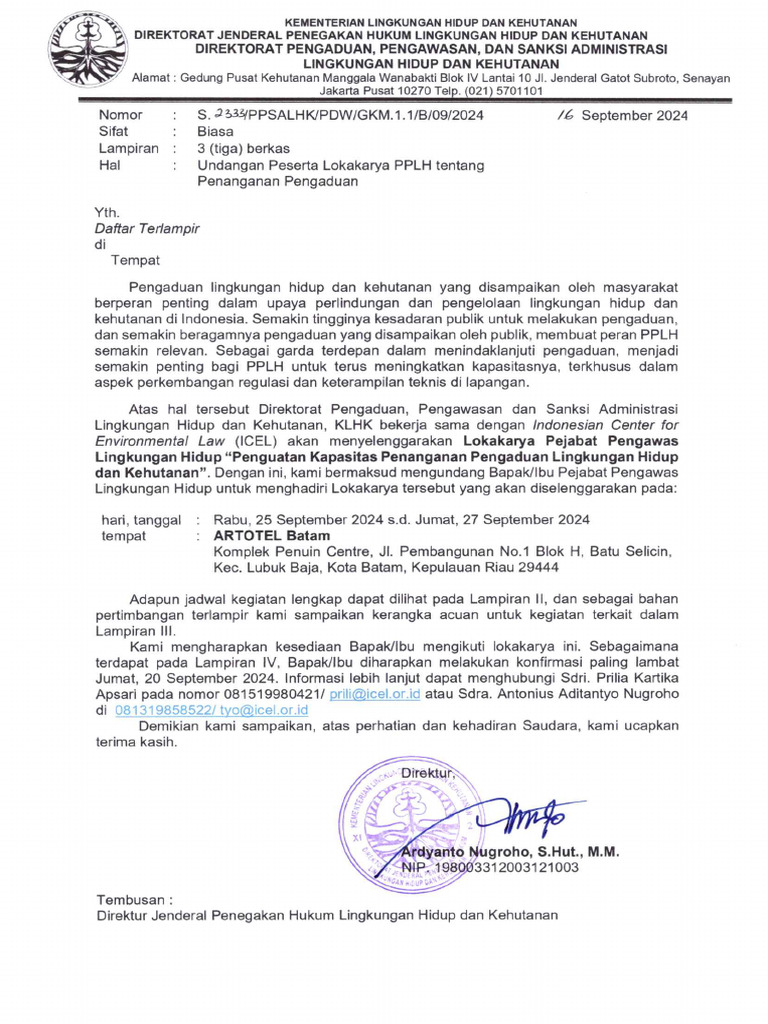 Undangan Peserta Lokakarya Pengaduan PPLH | PDF