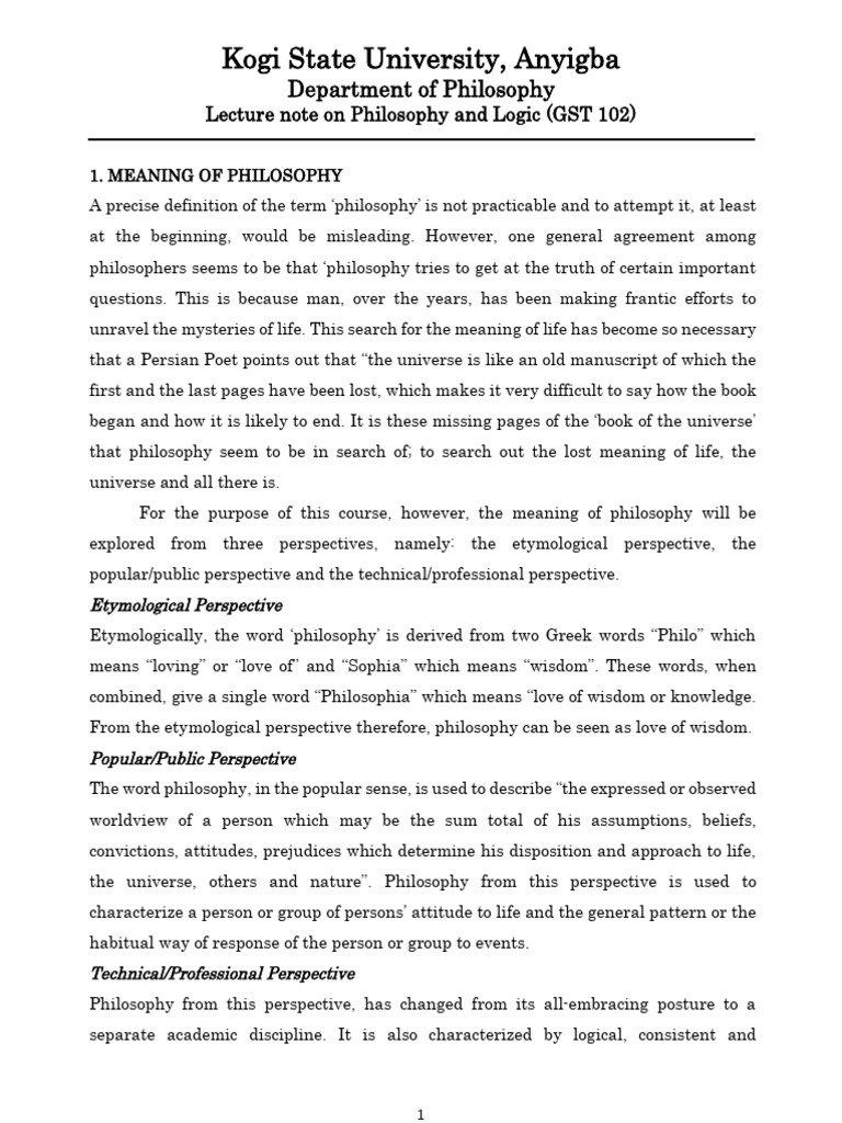 GST 102 Lecture Note Edited 2022 Real | PDF | Argument | Logical Consequence