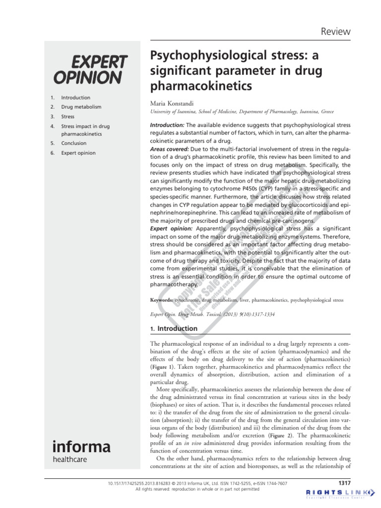 psychophysiological stress | PDF | Drug Metabolism | Pharmacokinetics