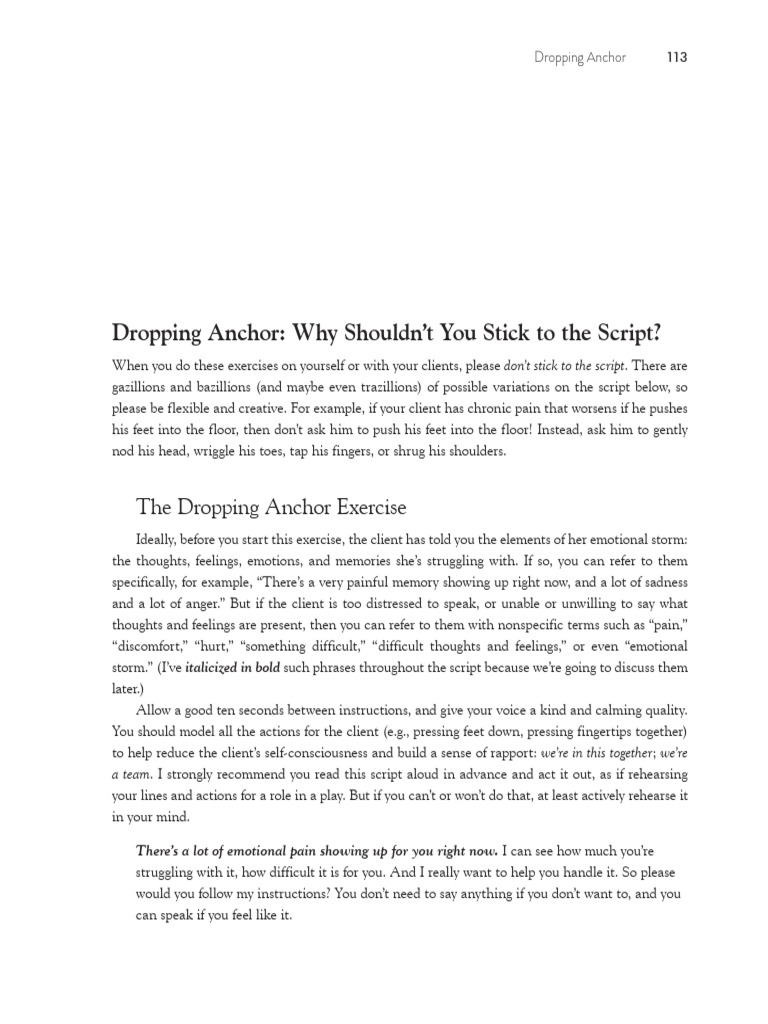 Dropping Anchor Exercise Guide | PDF | Psychological Concepts | Psychology