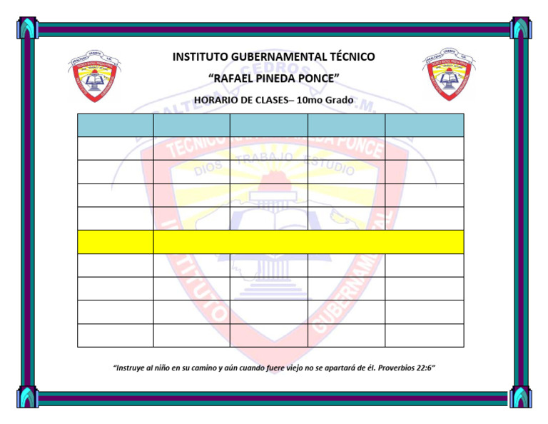 Horario de Clases - 10mo Grado | PDF