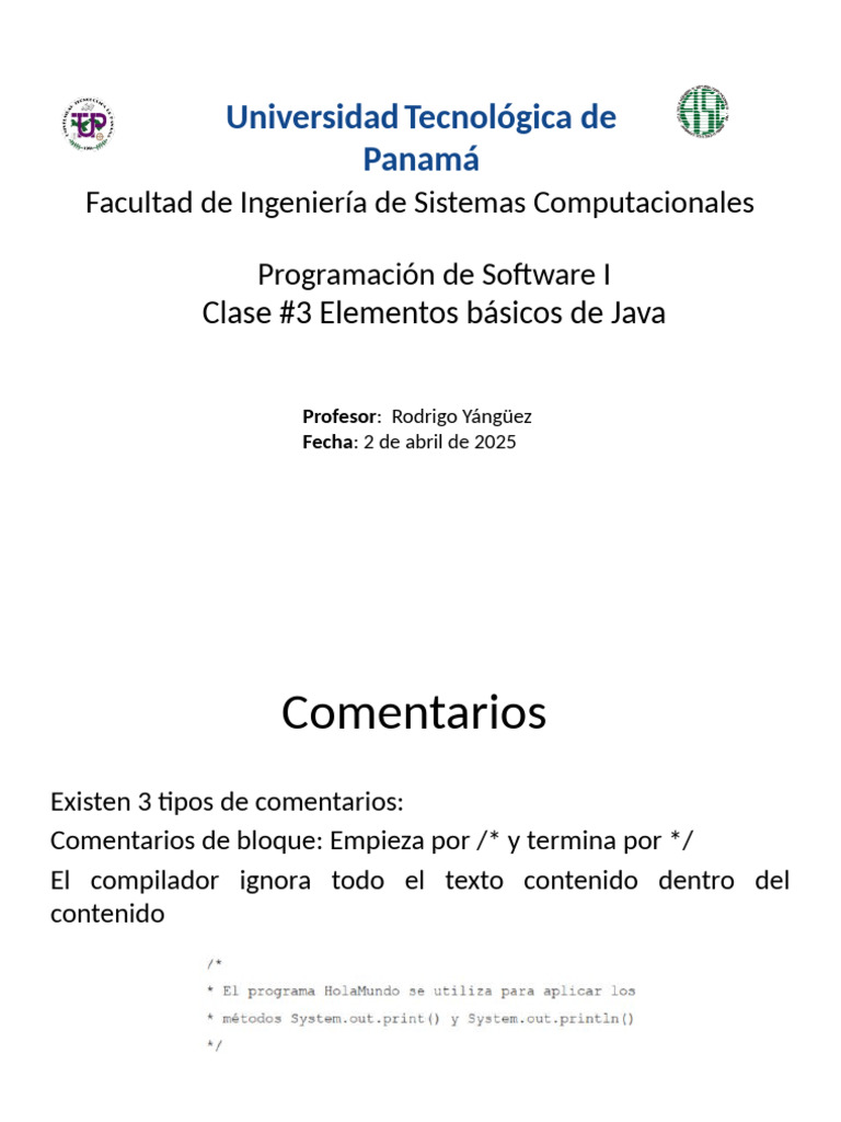 Clase #3 Elementos Básicos de Java | PDF | Java (lenguaje de programación) | Objeto (informática)