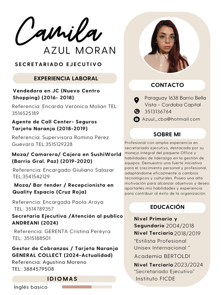 Curriculum Vitae CV Camila Moran PDF | PDF