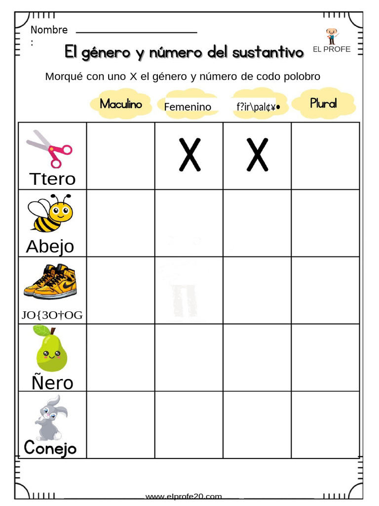 Actividades Del Genero y Numero Del Sustantivo | PDF