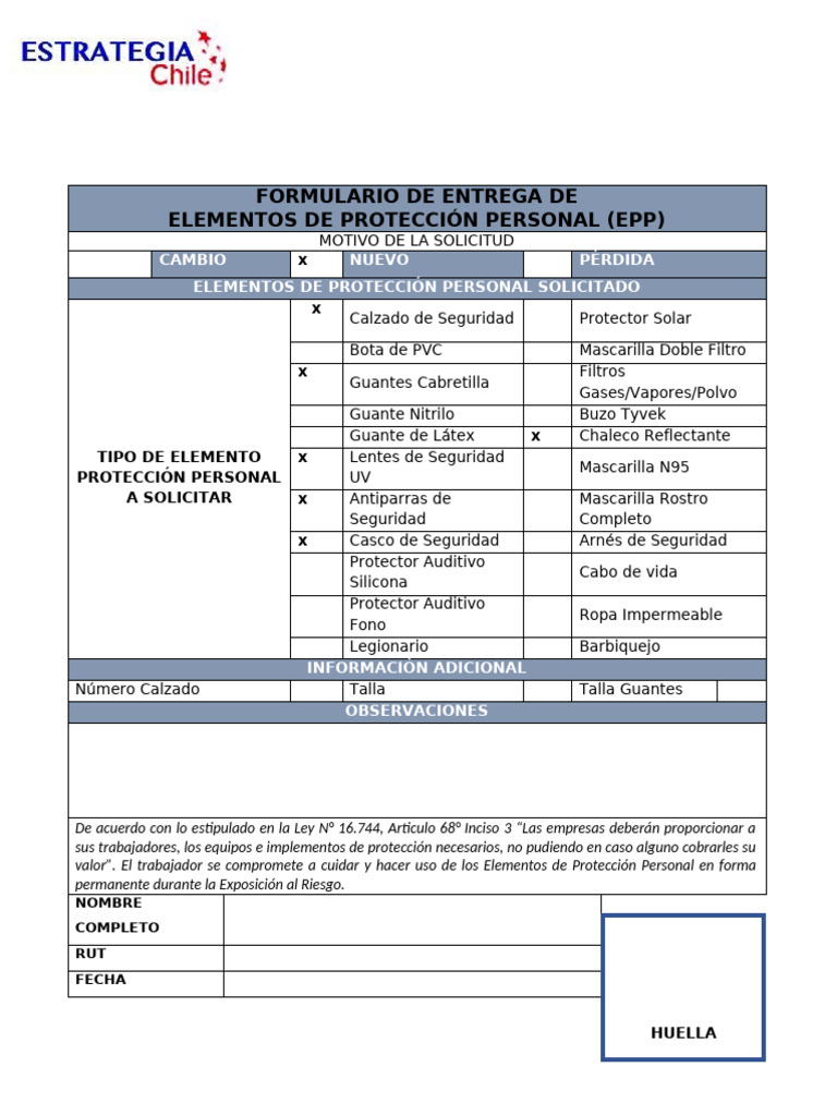 Registro Entrega Epp | PDF