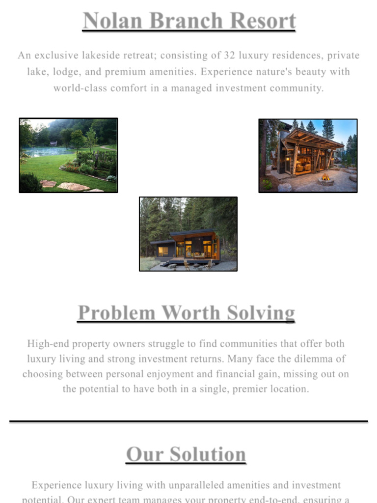 Nolan Branch Resort Pitch | PDF | Investing | Economies