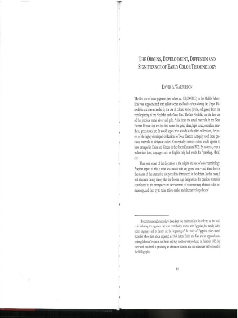 The Origins Development Diffusion and Significance of Early Color Terminology | PDF