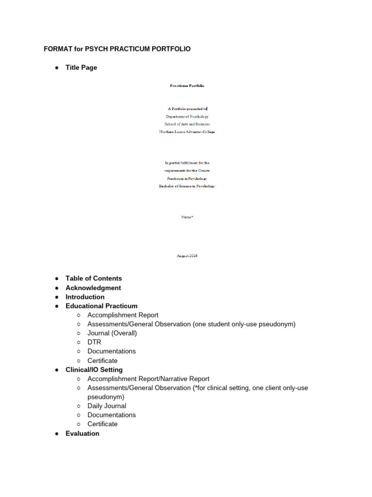 FORMAT-for-PSYCH-PRACTICUM-PORTFOLIO | PDF