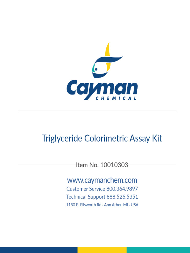 Triglyceride Colorimetric Assay Kit Guide | PDF | Lipoprotein | Fatty Acid