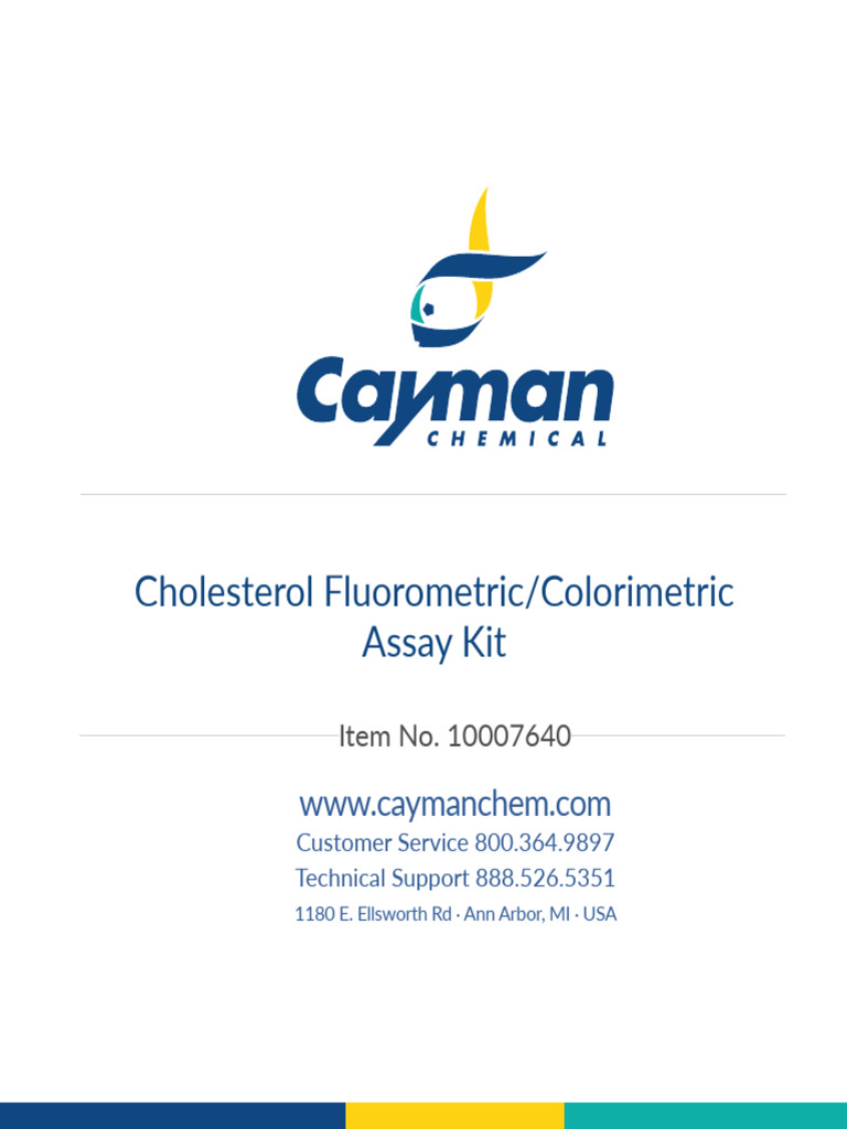 Cholesterol Assay Kit Instructions | PDF | Cholesterol