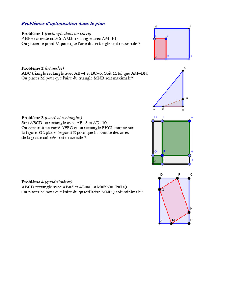 Problemes d'optimisation dans le plan | PDF | Triangle | Zone