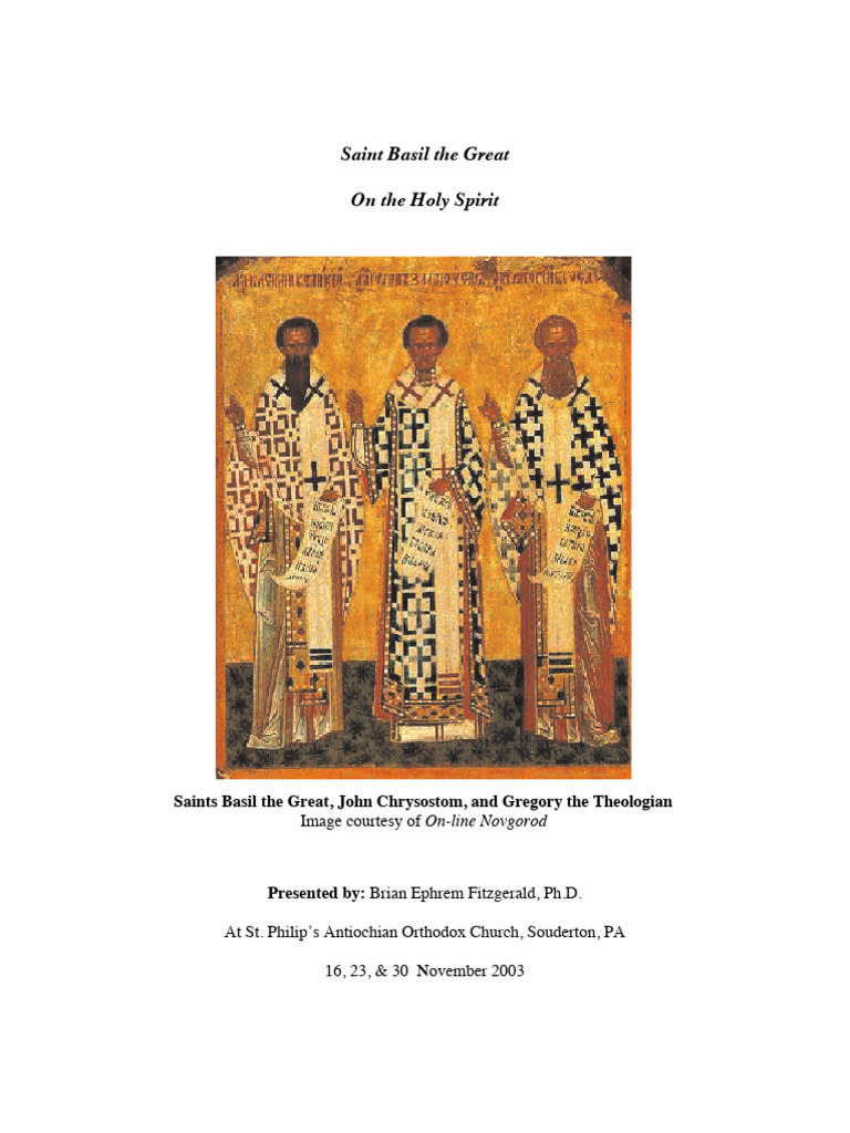 Saint Basil The Great On The Ho - ST, Basil | PDF | God The Father | Arianism