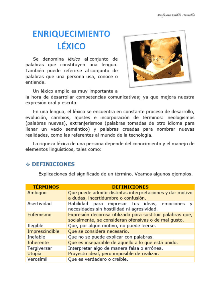 Enriquecimiento Léxico de La Lengua Española | PDF | Palabra | Léxico