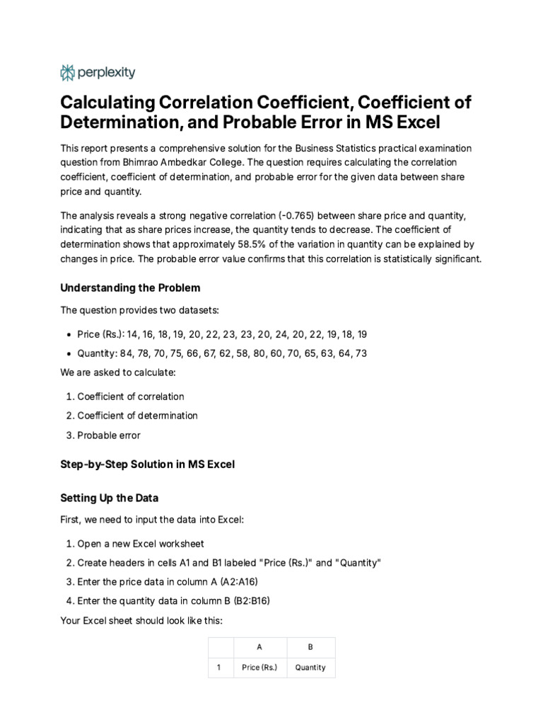 Calculating Correlation Coefficient, Coefficient o | PDF | Coefficient Of Determination | Statistics