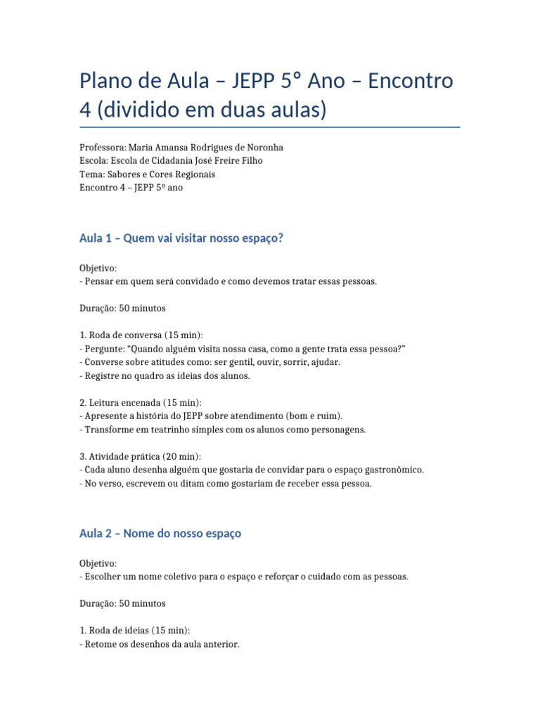 Aula JEPP: Sabores e Cores Regionais | PDF