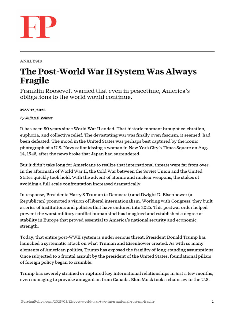 The Post-World War II System Was Always Fragile | PDF | Harry S. Truman ...