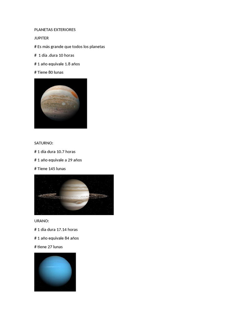 Planetas Exteriores | PDF