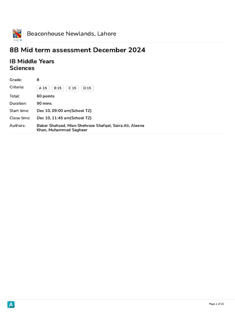 8B Mid Term Assessment December 2024 QYKTHQ | PDF | Fertilizer | Calorie