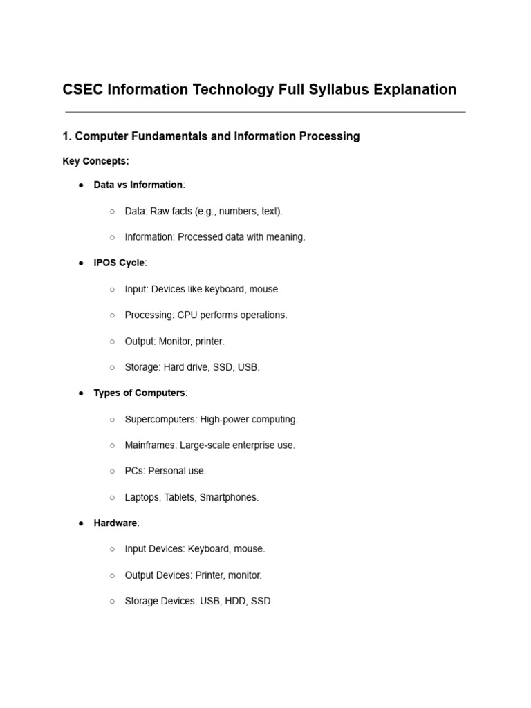 CSEC Information Technology | PDF | Computer Network | Local Area Network