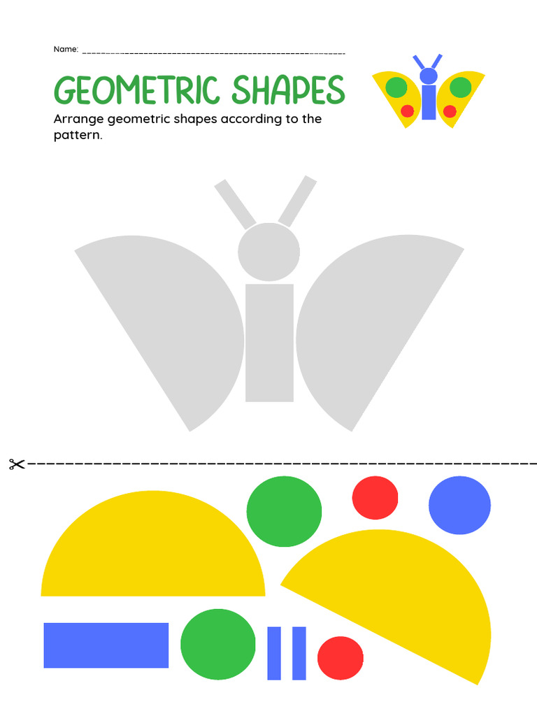 Geometric Shapes Puzzle Worksheet in Colorful Illustrated Style | PDF