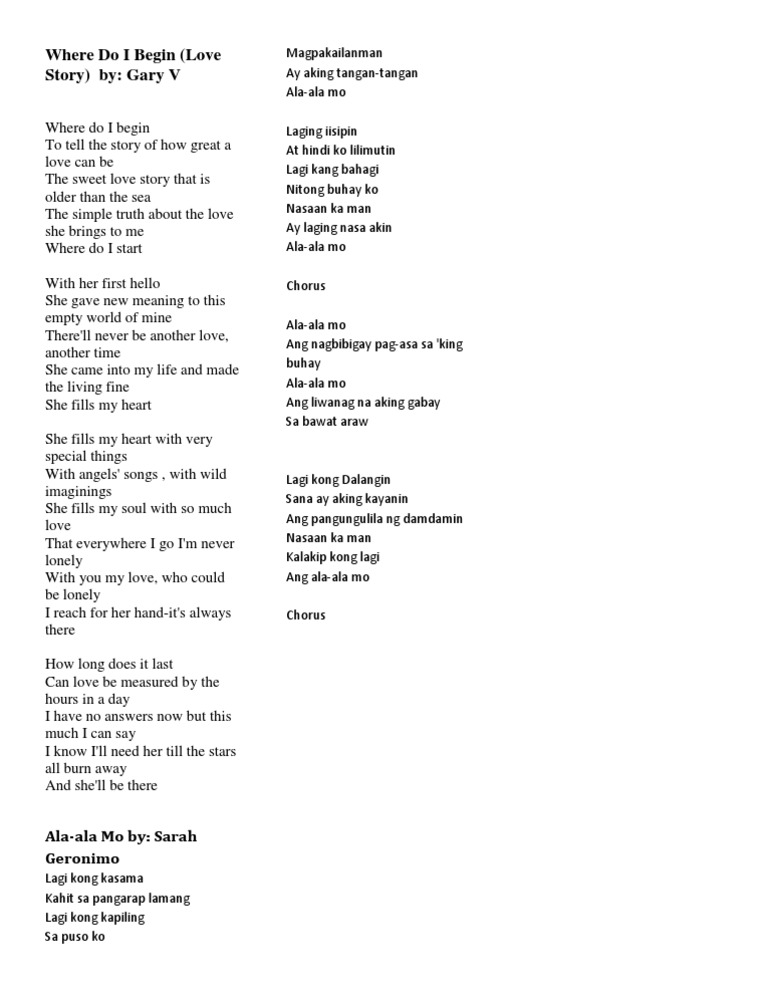 Lyrics for "Where Do I Begin" | PDF