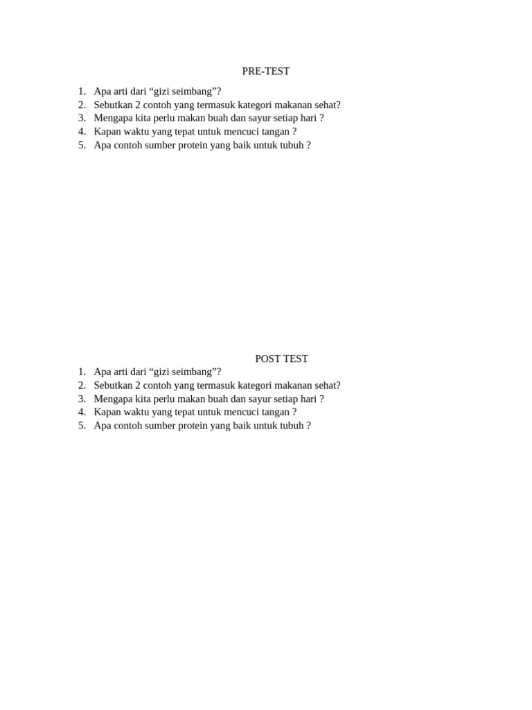 Pre Test Dan Post Test | PDF