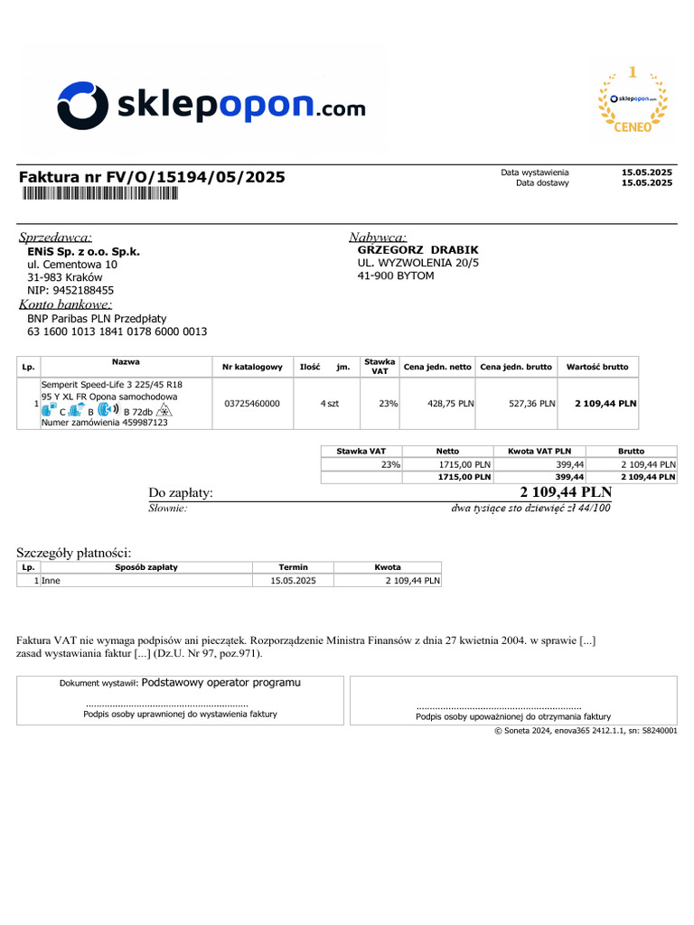 FV - O - 13562 - 05 - 2025 - Kopia | PDF